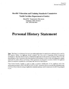 Personal History Statement | Robeson County NC Sheriff's Office